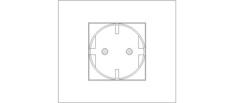 Bloque AutoCAD de toma de corriente tipo schuko de 16 A